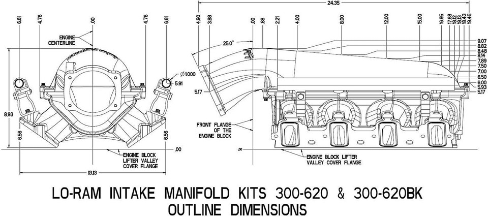 HOLLEY MODULAR LO-RAM ЕFI MANIFOLD,TOP-FEED PLENUM,BLACK,LS1,LS2,LS6 ...