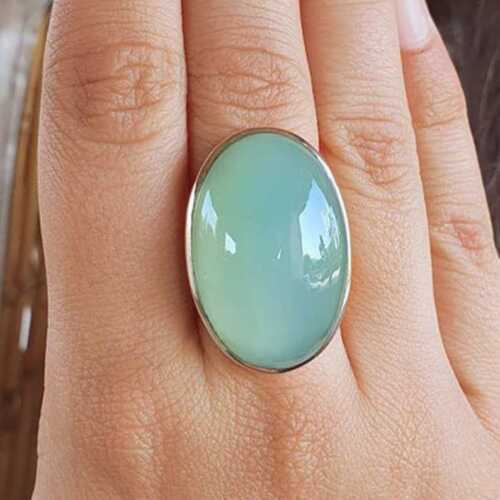 Aqua Chalcedony Gemstone 925 Sterling Silver Handmade Ring All Size B ...