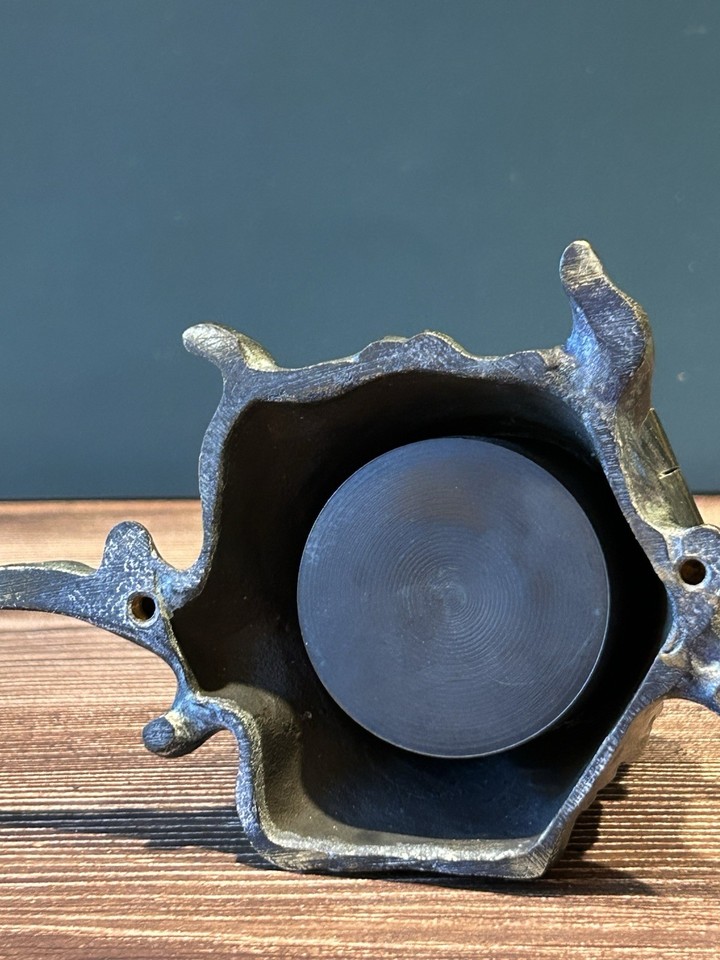 Antique Bronze Figural Tree Stump Inkwell Victorian Desk Accessory w ...