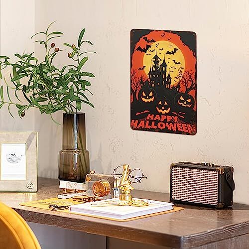 Happy Halloween Aluminum Tin Sign Vintage Haunted House Design Spooky ...