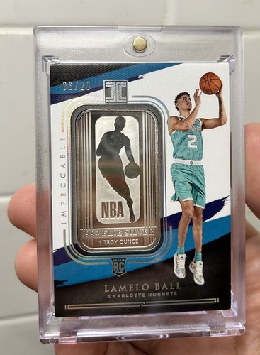 2020 Panini Impeccable Lamelo Ball RC Silver Bar ounce NBA Logo RC ...