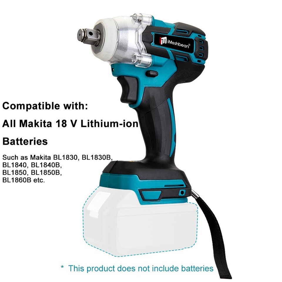 Cordless Electric Impact Wrench Gun 1/2'' High Power Driver For Makita ...
