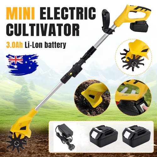 20V Cordless Cultivator Tiller Rotary Hoe Mini Electric Rototiller w/ 2 ...