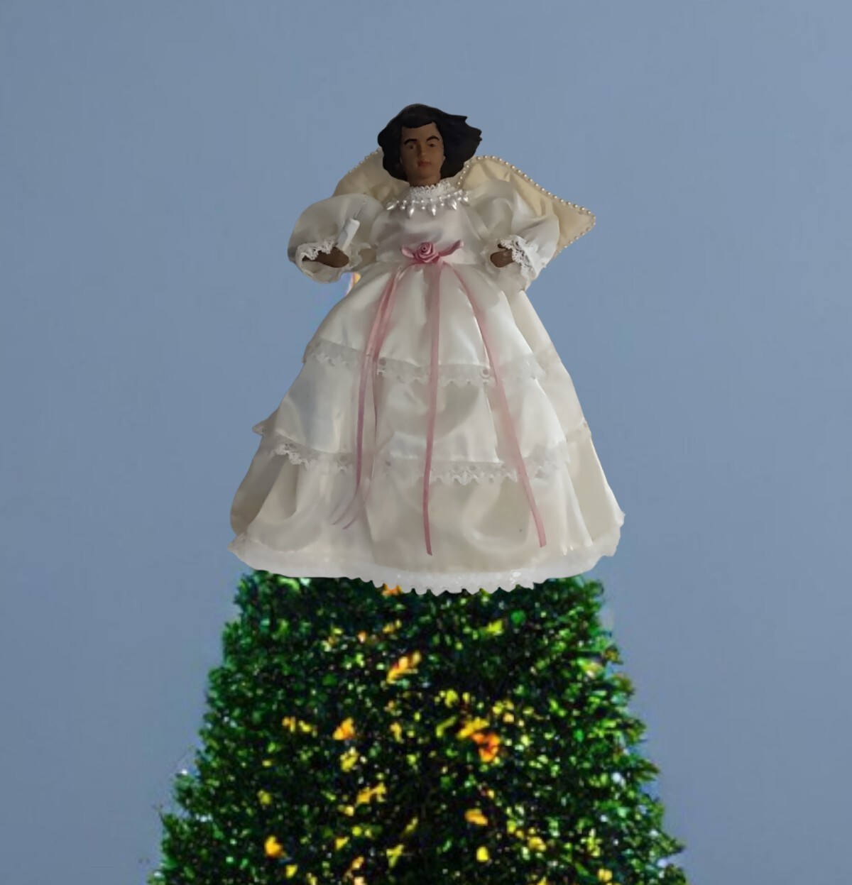 Vintage African American Ethnic Tree Topper Angel Animated Light Motion ...