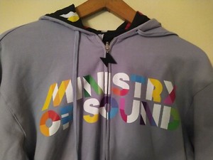 Ministry Of Sound Grey Hoodie Zip Up Jumper Sz S-M Cotton Polyester ...