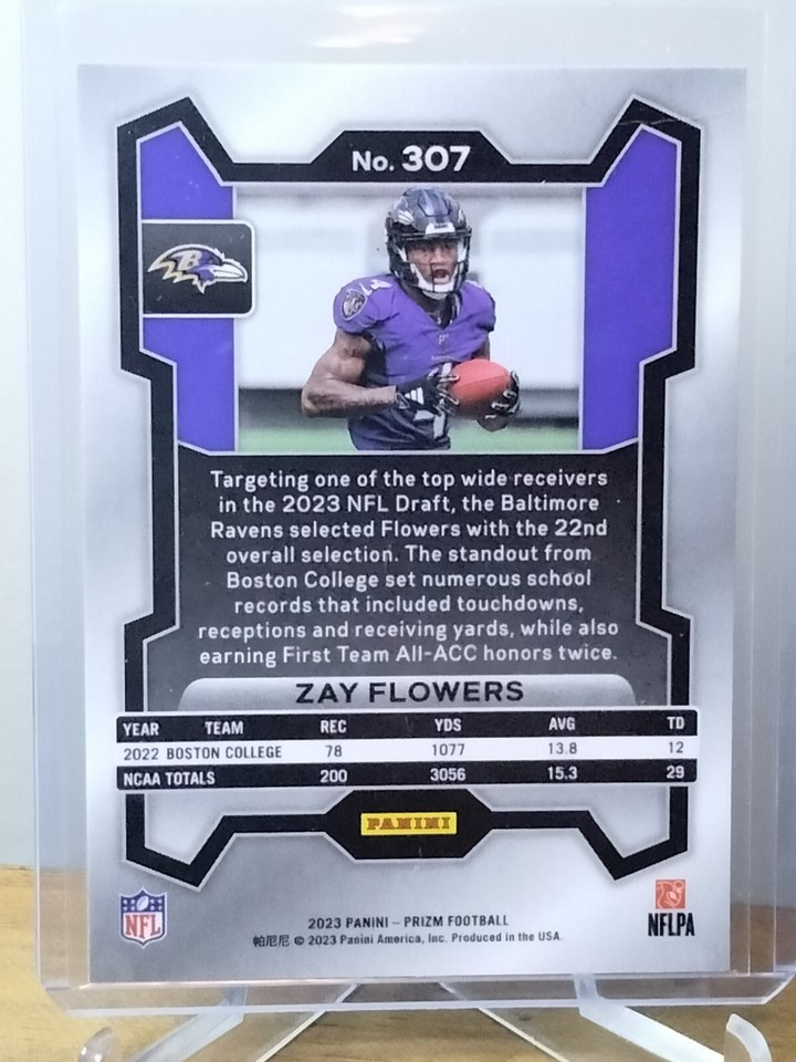 ZAY FLOWERS 2023 Panini Prizm Football Rookie Card #307 Baltimore ...