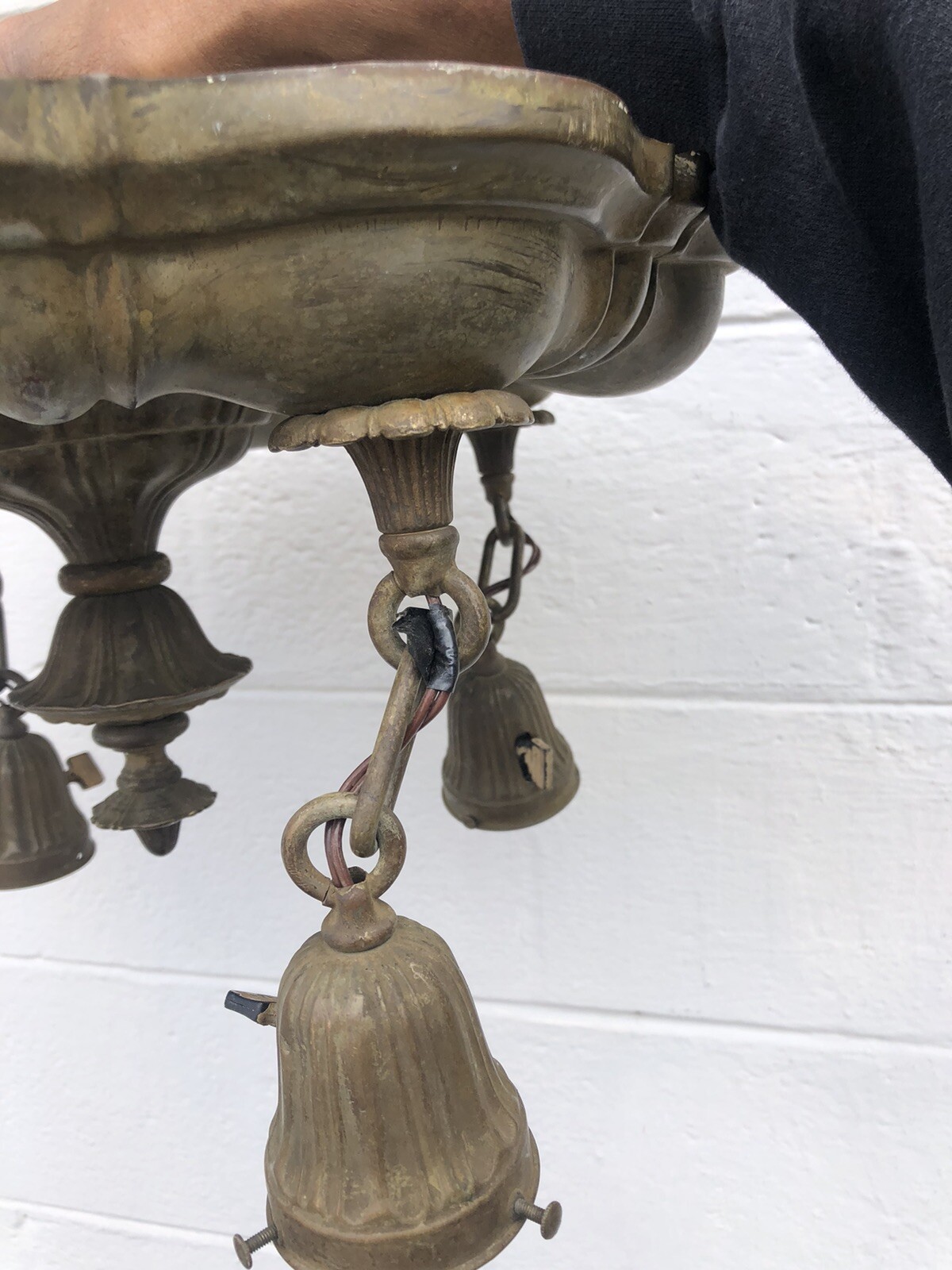 LIGHT FIXTURE Perkins Brass Antique 4 Lite Large Pan | eBay