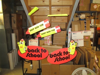 BACK TO SCHOOL 1970s store display sign (1) hanging mobile cartoon book ...