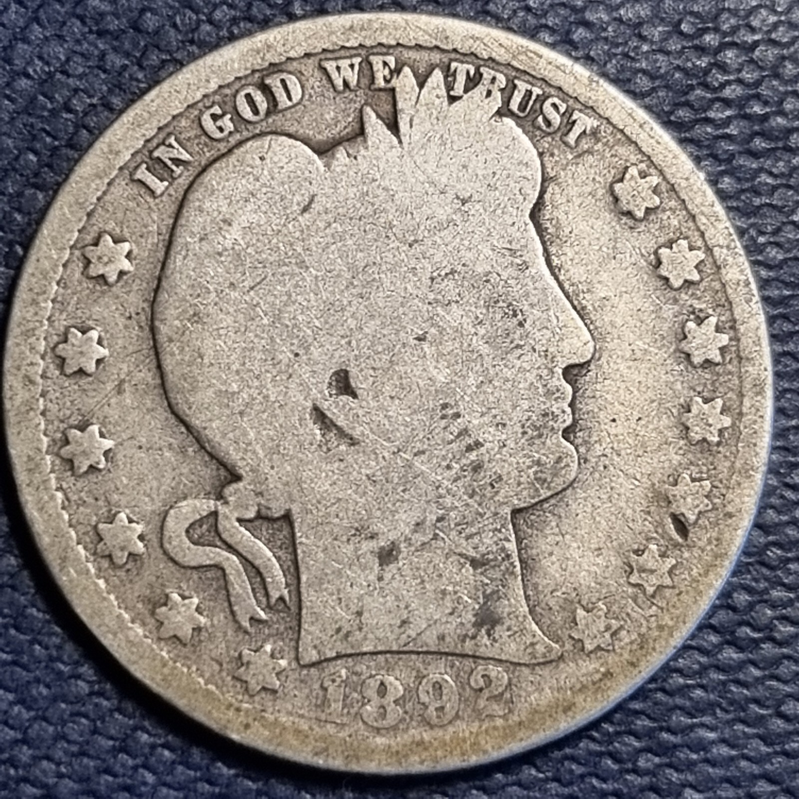 1892 S Barber Quarter 25c Circulated #89119 | eBay