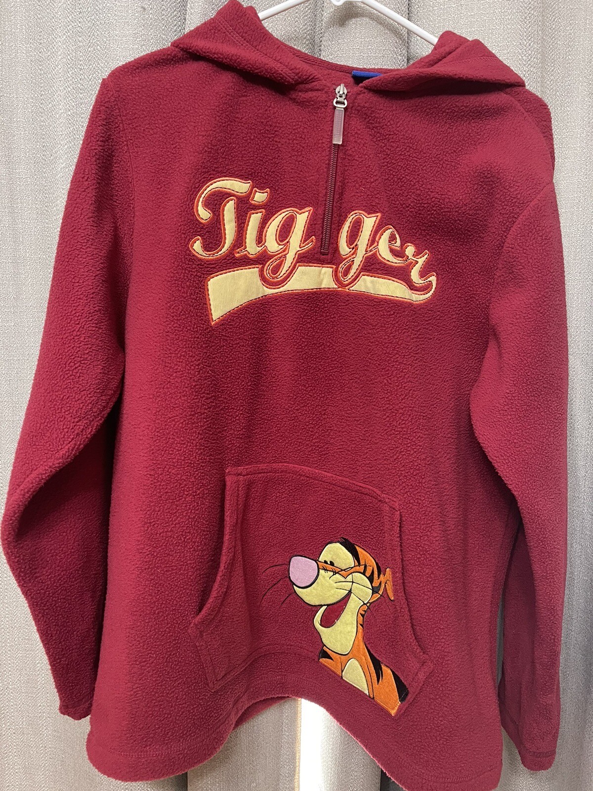 Disney Tigger Fleece Hoodie Rare Vtg Cartoon Y2K Red… - Gem