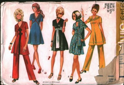 9149 Vintage Simplicity Sewing Pattern Misses Mini Dress Pants Scarf ...