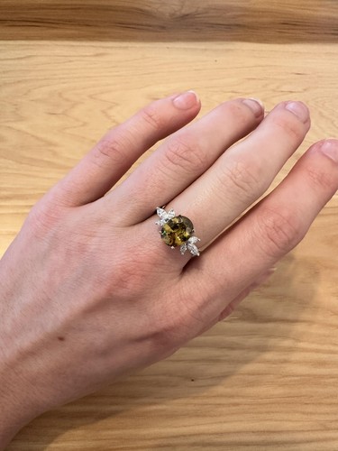 2.4ct Sphene Ring w Natural Diamond Accents in Solid 14K White Gold ...