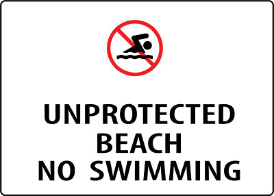 UNPROTECTED BEACH NO SWIMMING| Laminated Vinyl Decal Sticker Label | eBay