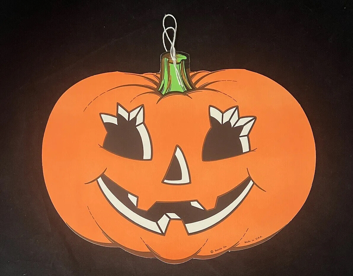 Vintage Beistle Pumpkin Jack-O-Lantern Halloween Die Cut Decor Double ...