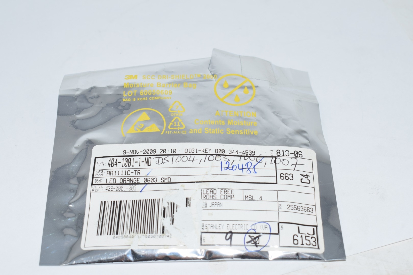 Lot of 9 NEW Stanley Electric AA1111C-TR LED ORANGE DIFFUSED 1608 SMD ...