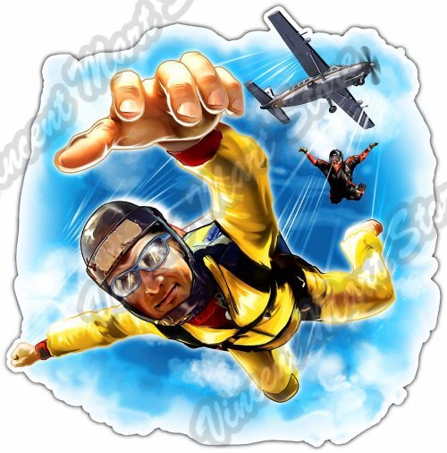 Skydive Skydiver Flying Jumper Extreme Sport Car Bumper Vinyl Sticker ...