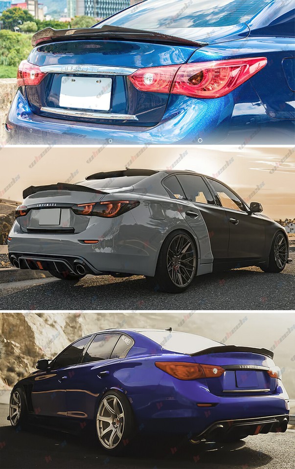 Rear Lip Trunk Spoiler Wing For 14-23 Infiniti Q50 Sedan PSM Carbon ...