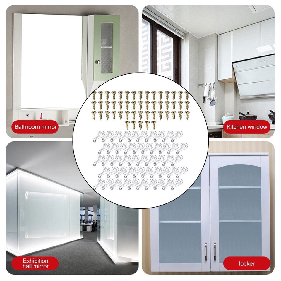 Plastic Glass Cabinet Clips Pack of 50 Easy Installation Reliable Hold ...