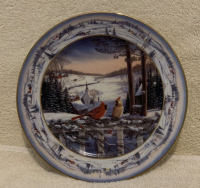 1993 Bradford Exch EVENING IN PINEGROVE Winter Cardinals Sam Timm Plate ...