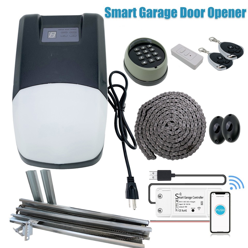 750lb 3/4HP Smart Garage Door Opener Wifi Chain Drive Motor Ultra-Quiet ...
