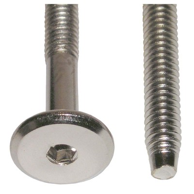 1/4" - 20 TPI Chrome Hex Drive 17mm Flat Head Furniture Bolts Lengths ...