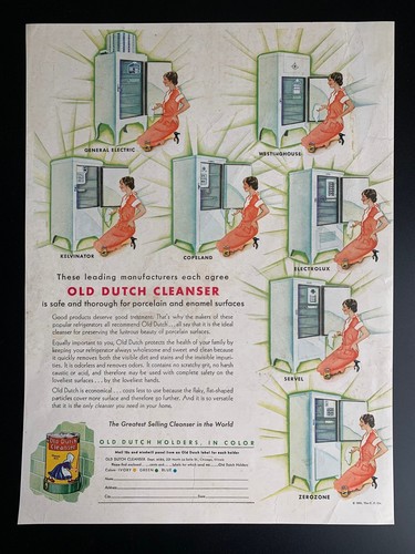 Vintage 1932 Old Dutch Cleanser Refrigerator Print Ad | eBay