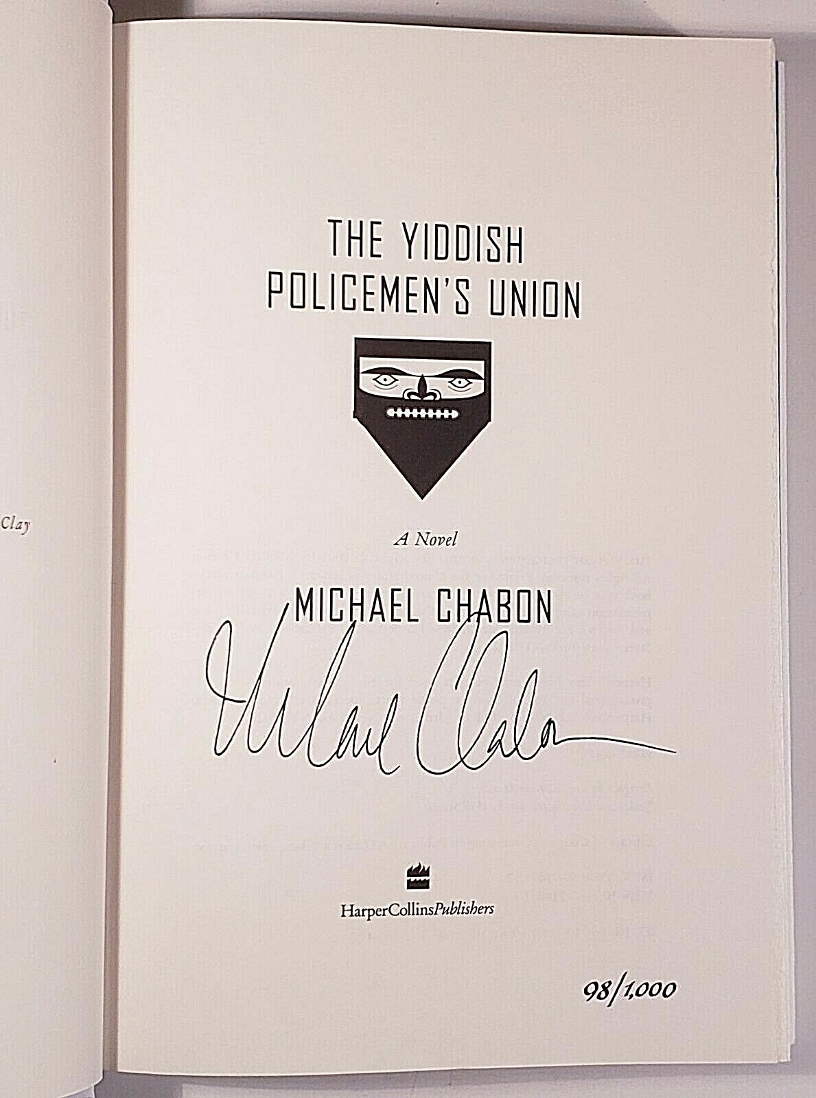 MICHAEL CHABON SIGNED LE SLIPCASE THE YIDDISH POLICEMEN'S UNION HC 1ST ...