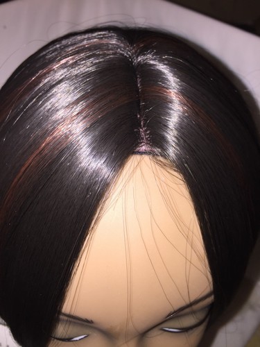 SYNTHETIC WIG MIDDLE PART SHORT STRAIGHT HAIR ~BLACK & BROWN (COLOR F1B ...