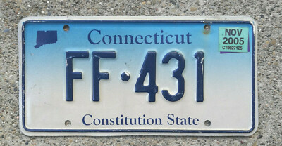 REAL CONNECTICUT STATE LICENSE PLATE FIREFIGHTER AUTO NUMBER CAR TAG ...