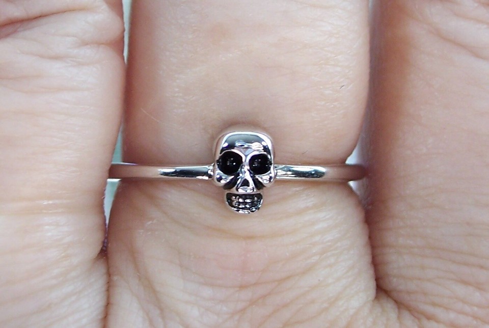 Dainty Phantom Skull Ring 925 Sterling Silver Goth Punk Minimalist | eBay