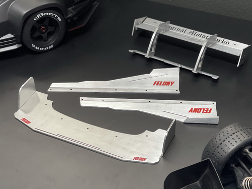 Kit SILVER Arrma Felony V2.0 DTM - Rear Wing/Front Spliter/Side Skirt ...