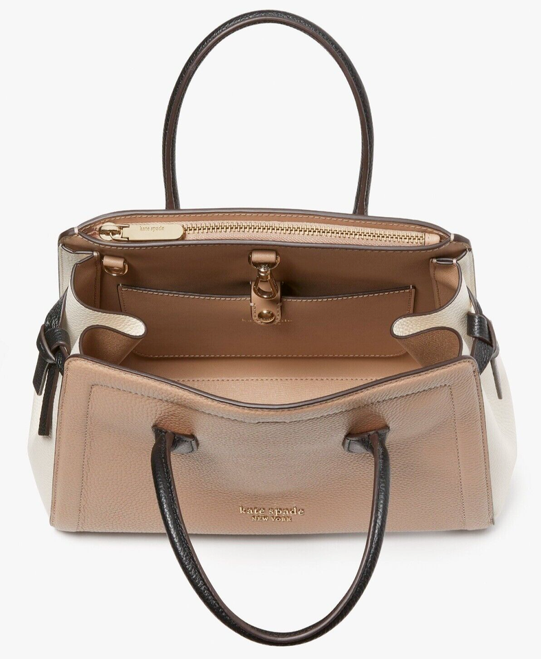 Kate Spade Knott Medium Satchel Beige Colorblock Pebbled Leather K4382 ...