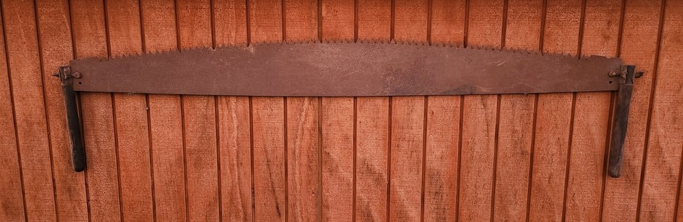 Antique 2 Man Crosscut Logging Saw WIDE BLADE Outdoor Tool Primitive ...