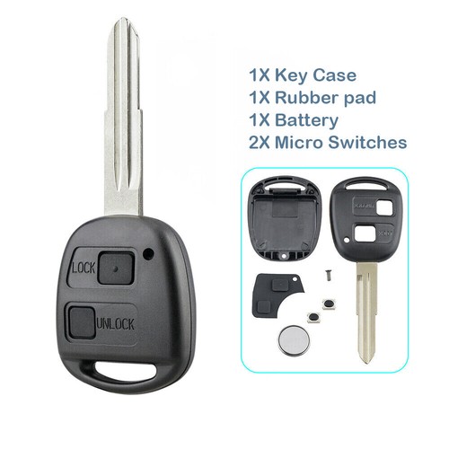 2 Button Key Fob Case Cover With Rubber Pad For Toyota Yaris Corolla ...