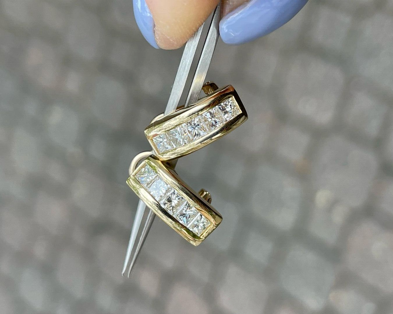 2.00 CT Real Moissanite Hoop Omega Back Bridal's earring 14k Yellow ...