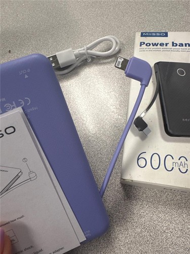 ^ miisso Power Bank w/ Built in Cables iPhone iPad Portable Charger ...