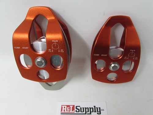 2 PACK 5/8" SINGLE & 3/4" DOUBLE PULLEY ARBORIST CLIMBING RIGGING 30KN ...