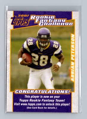 2007 Topps #2 Adrian Peterson Rookie Fantasy Challenge | eBay