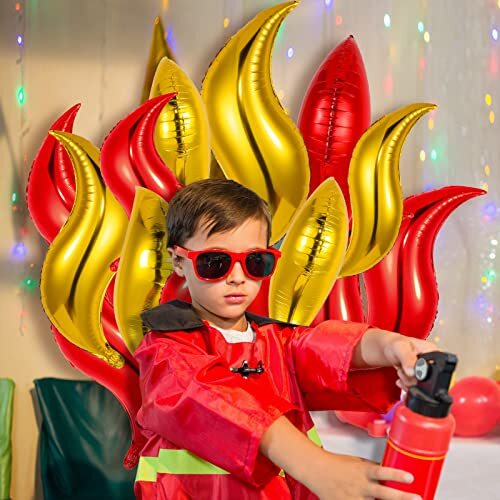 10 Pcs Fake Fire Balloons Firefighter Fire Truck Birthday Party ...