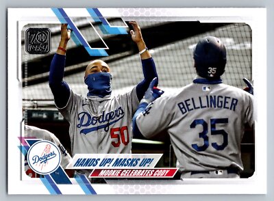 2021 Topps #303 Hands Up! Masks Up! (Mookie Betts / Cody Bellinger) | eBay