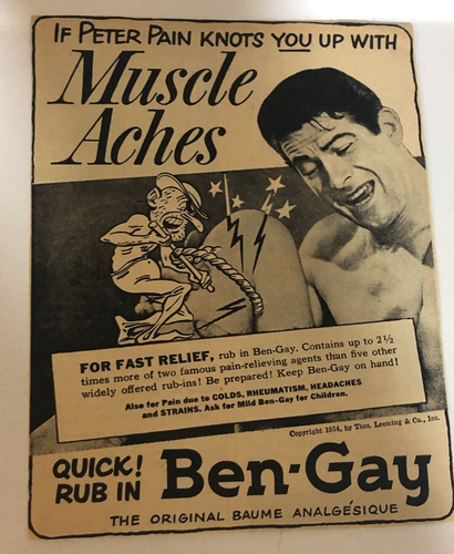 1954 Ben Gay Vintage Print Ad Muscle Aches pa27 | eBay