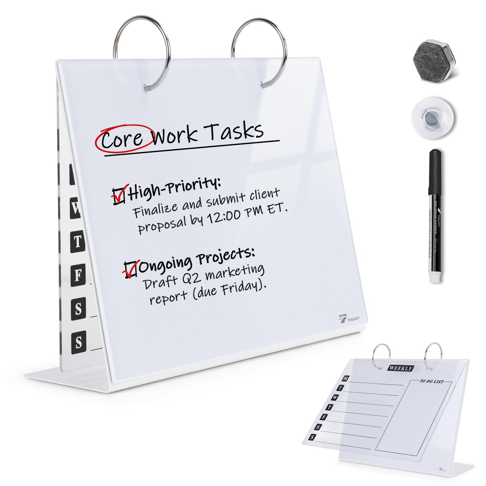 Desktop Dry Erase Acrylic Desk Calendar 9x7in Board Organizer White w ...
