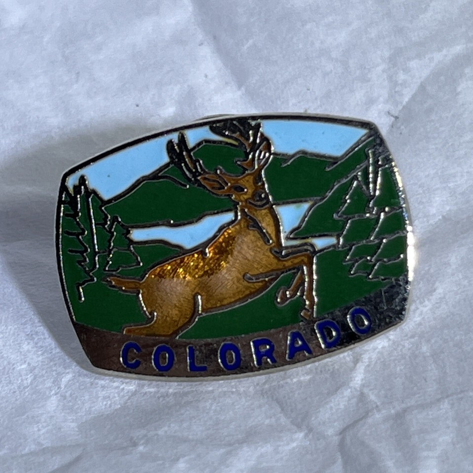 Colorado Deer Buck City State Souvenir Travel Tourism Enamel Lapel Hat ...