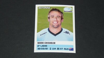 N°23 MARK CHISHOLM AVIRON BAYONNAIS BAYONNE 2013 PANINI RUGBY 2014 TOP ...