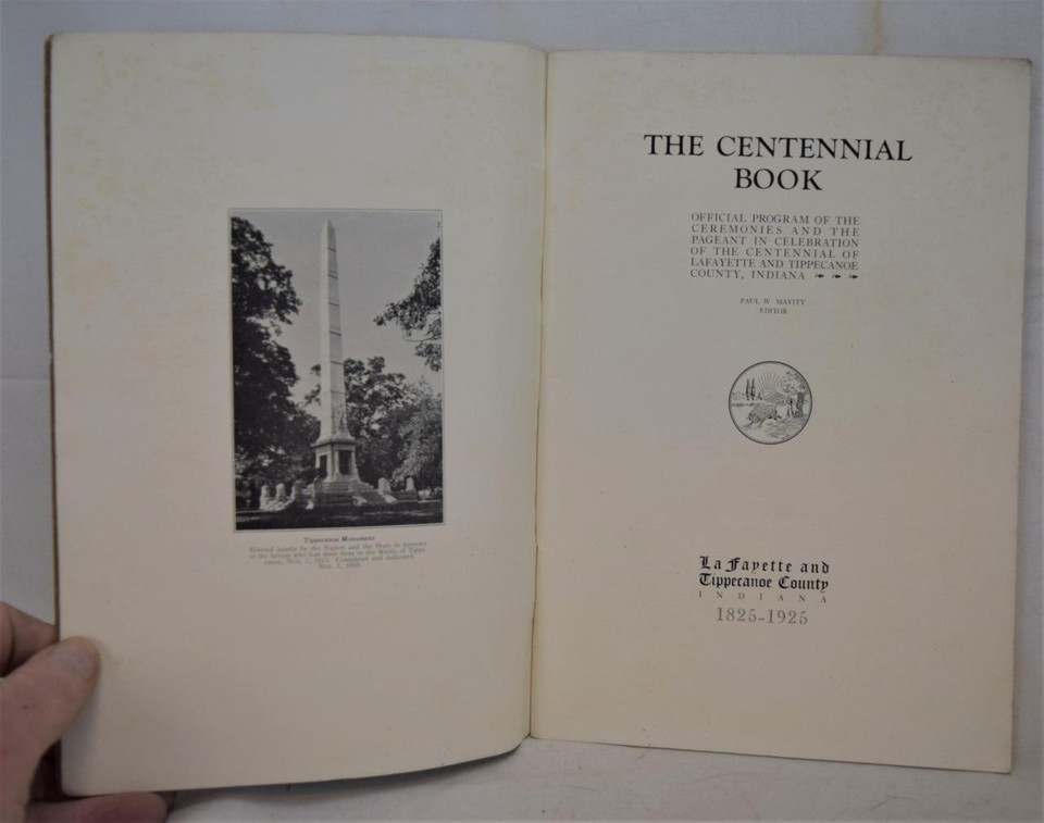 1925 The Centennial Book Official Program Lafayette Tippecanoe County ...