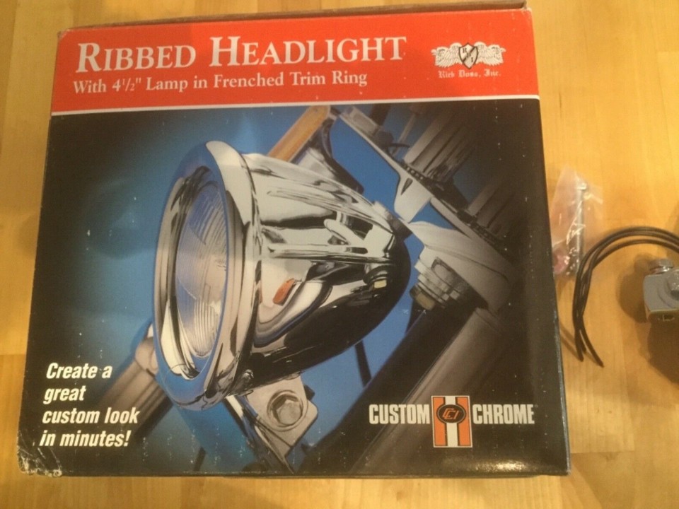 Harley Davidson 4-1/2 inch ribbed headlight by Rick Doss | eBay