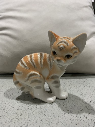 Vintage Lomonosov Imperial Porcelain Cat Tabby Kitten Figurine Made in ...