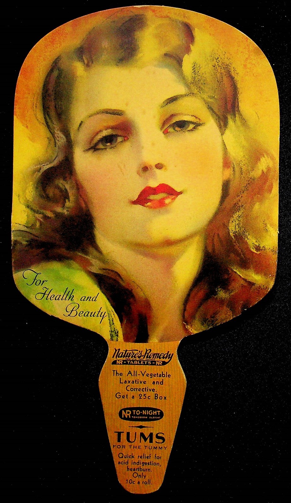 Artist Illustrated Advertising Hand Fan Tums Muegge Drug Co. Baker ...