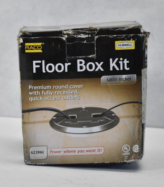 Hubbell Raco 6239NI Single Gang Floor Box Kit with Recessed Duplex 15A ...