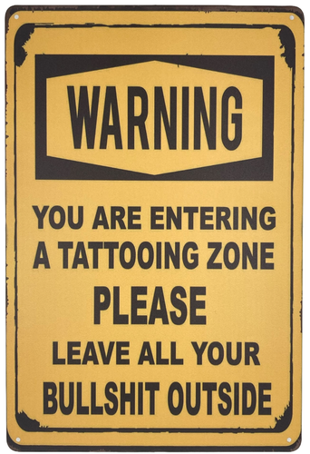 Tattoo Shop Warning Metal Sign - Vintage Style Wall Decor - 8x12 inches ...